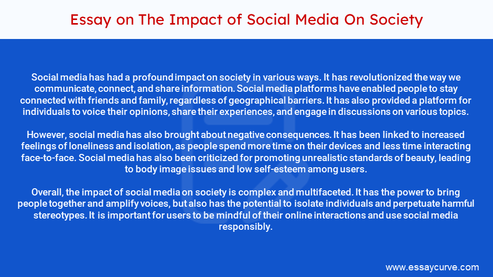 Essay on The Impact of Social Media On Society - Essay Curve